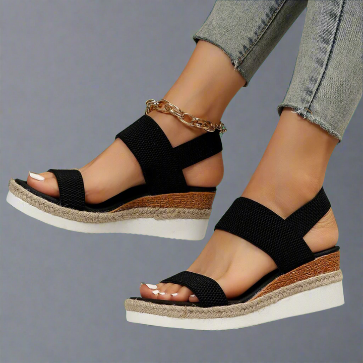 Alessia | Black Elevated Platform Sandals – NORÁ Hamptons