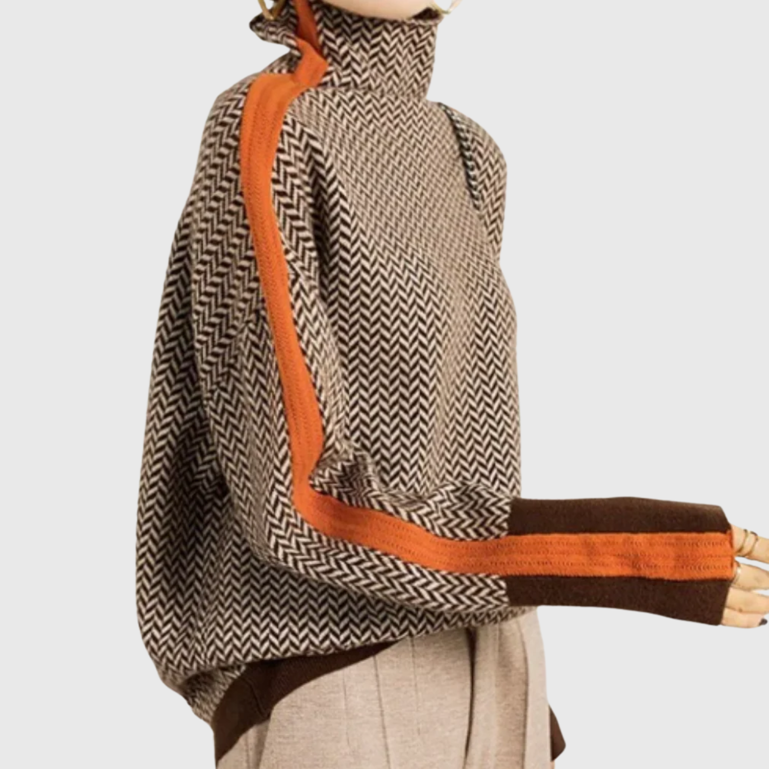 Annie | Herringbone Luxe Turtleneck – NORÁ Hamptons